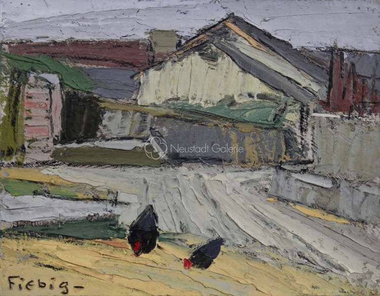 Galerie d'art Kiwior - Frederic Fiebig « Les poules noires près de la ...