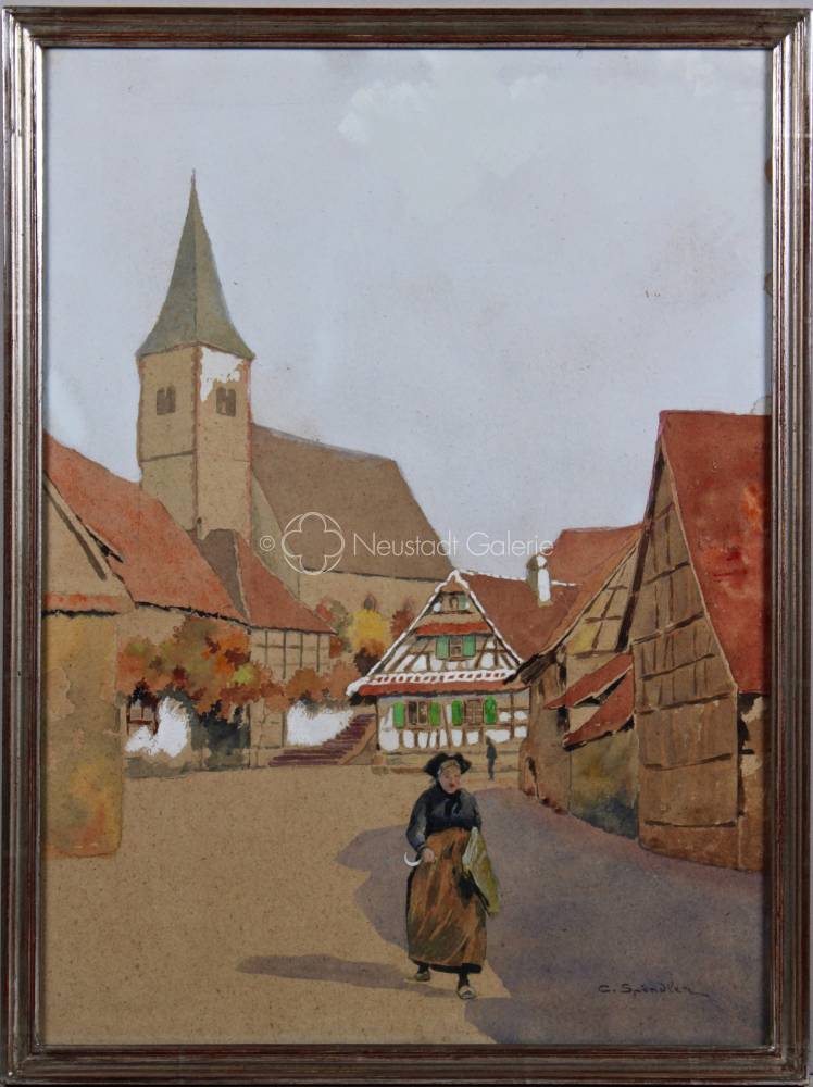 Galerie d'art Kiwior - Charles Spindler « Alsacienne dans une rue d'un ...